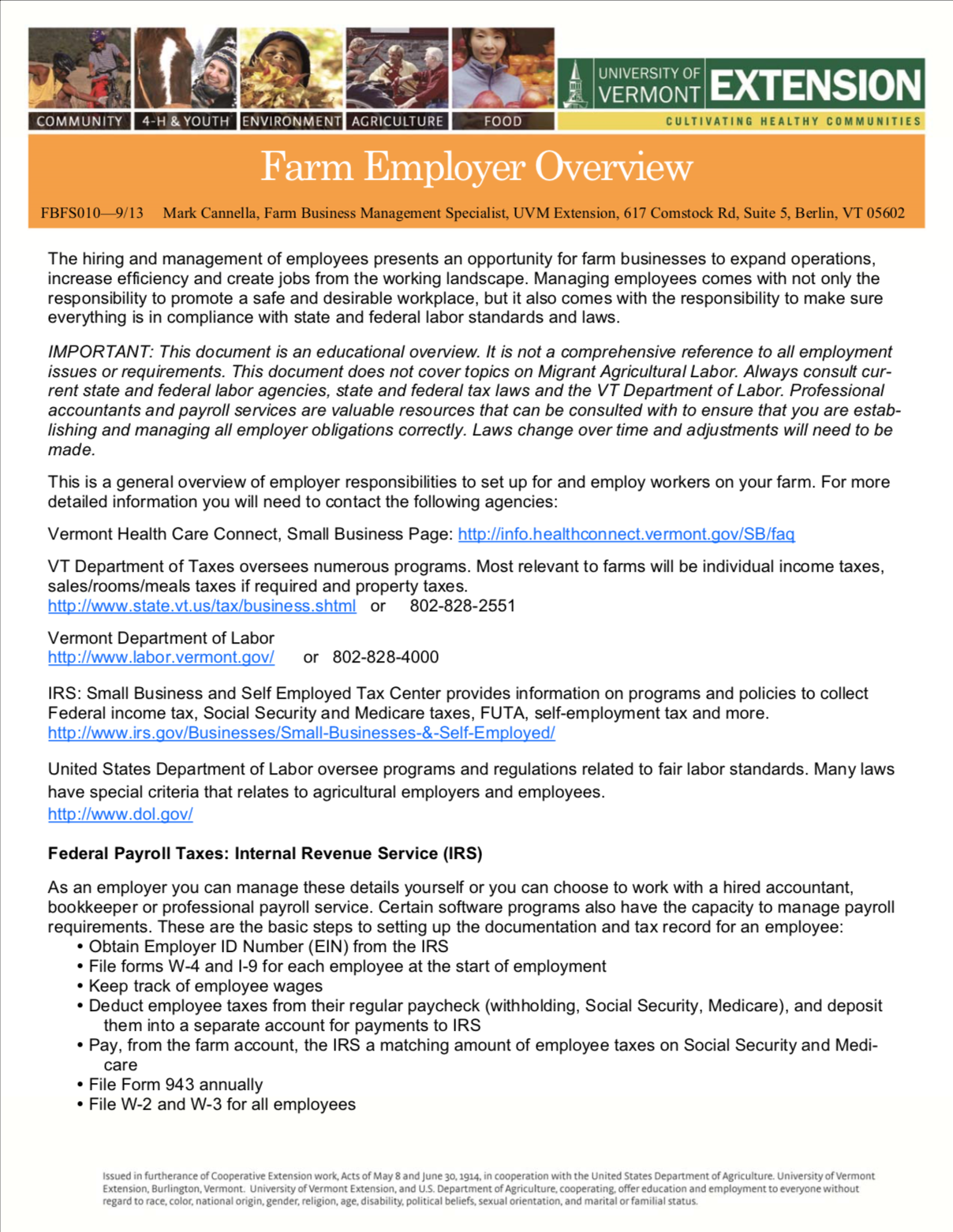 Farm Employer Overview | VT Farm to Plate