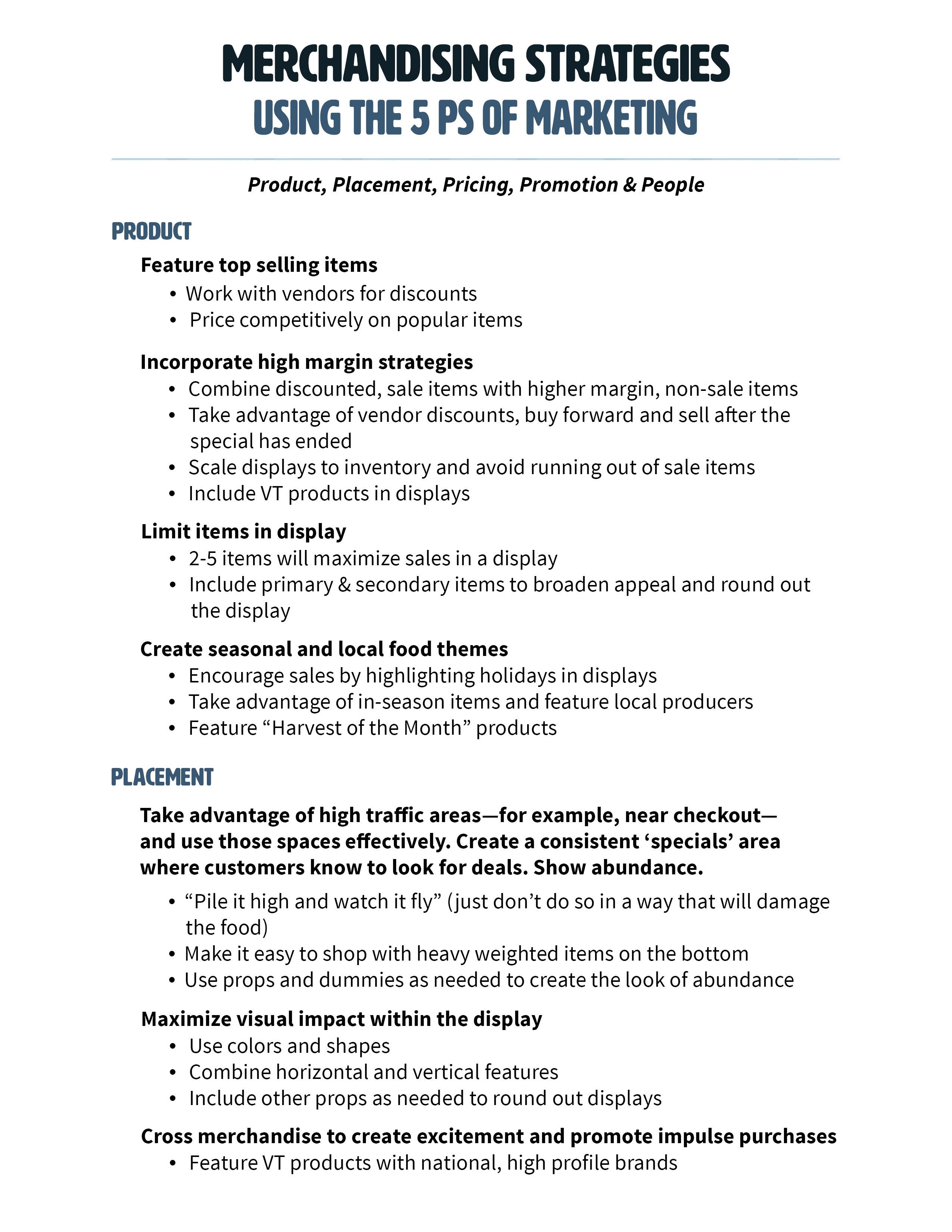 Merchandising Strategies: Using the 5 Ps of Marketing | VT Farm to Plate