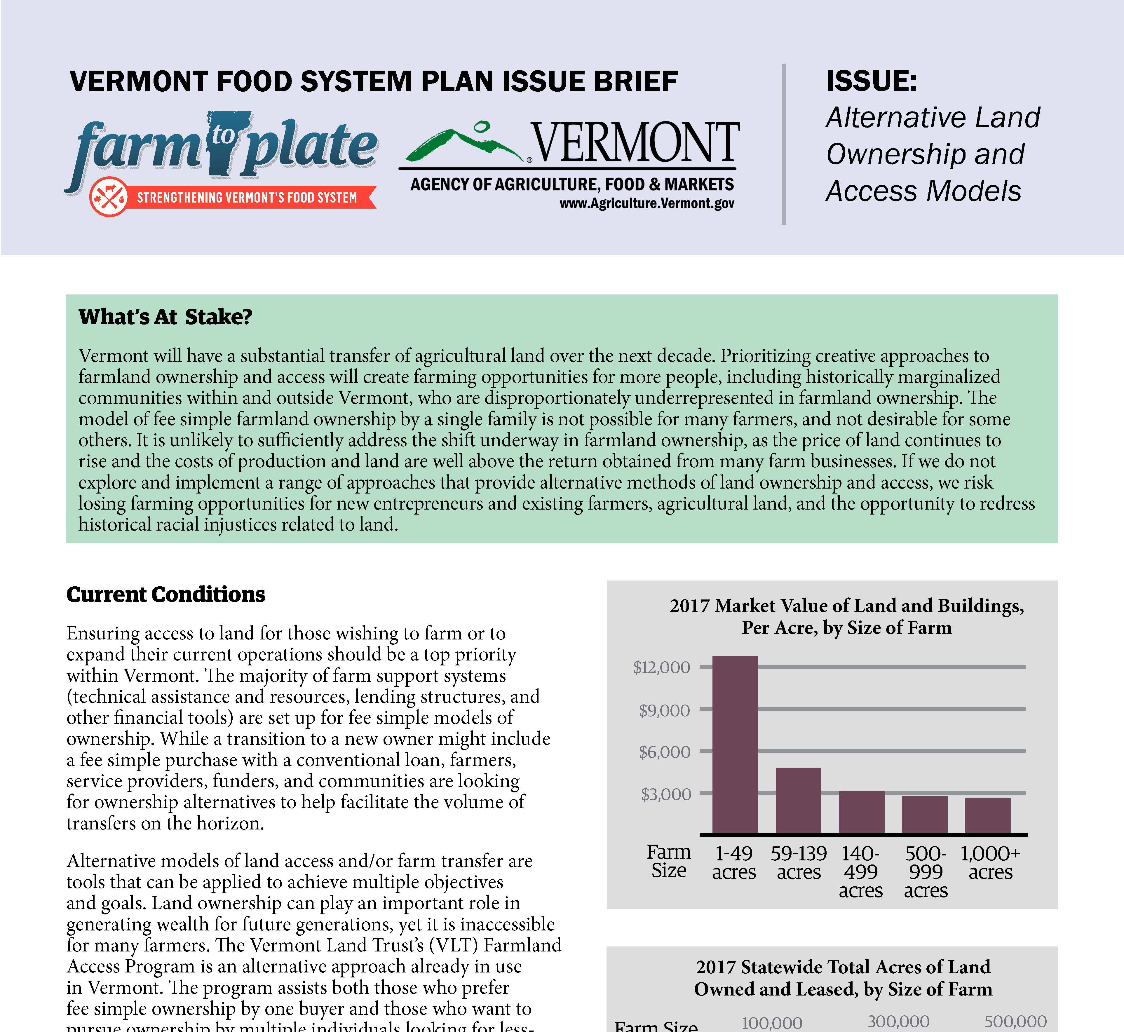 ISSUE: Alternative Land Ownership and Access Models | VT Farm to Plate