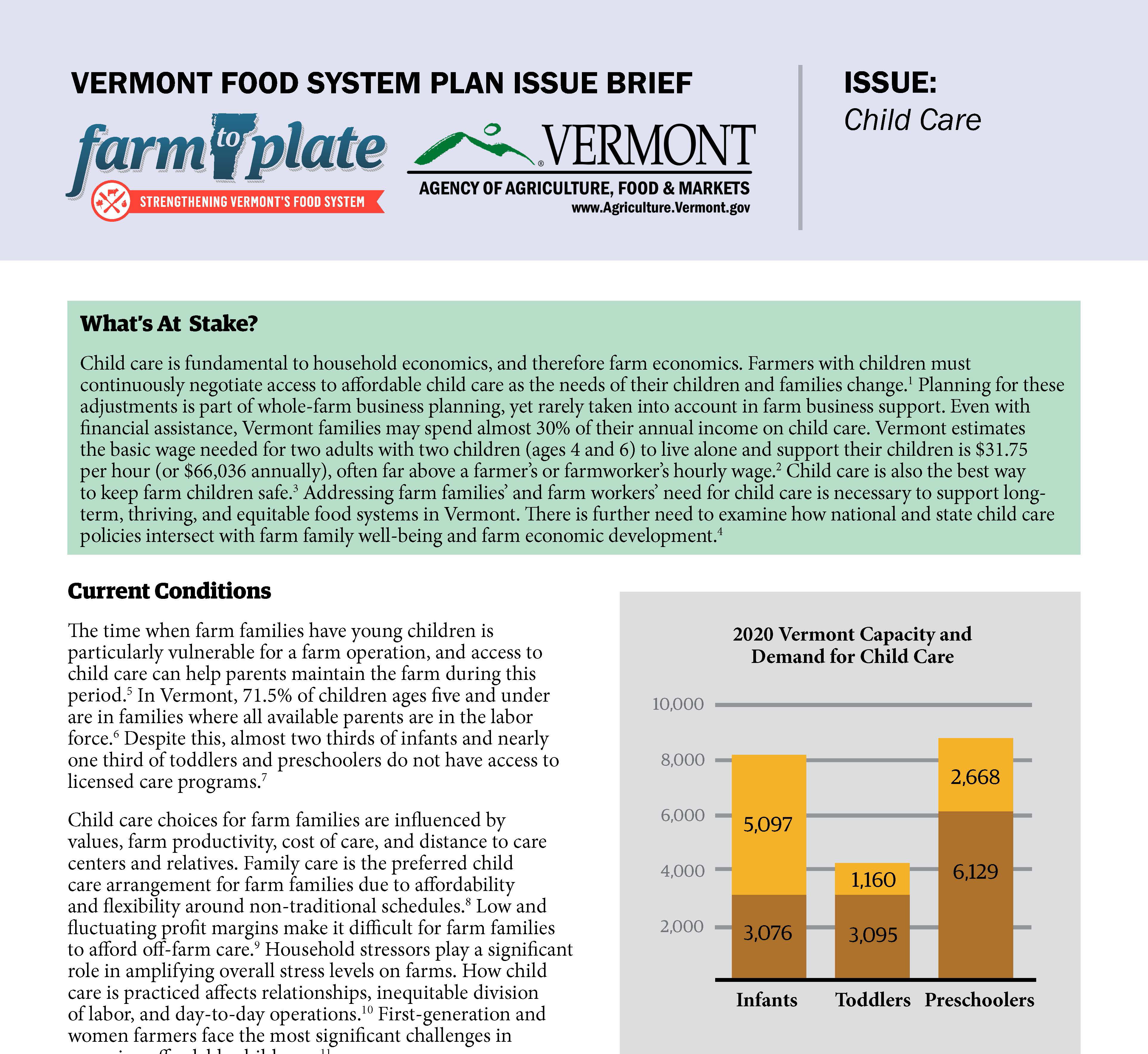 ISSUE: Child Care | VT Farm to Plate